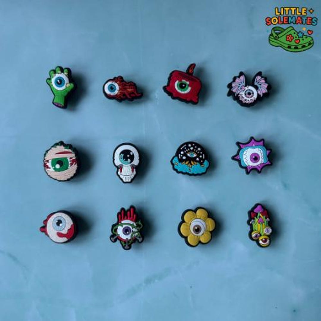 Varies Funky Eyeball PVC Clog Charms, Rubber Accessories for Clog Shoes ...