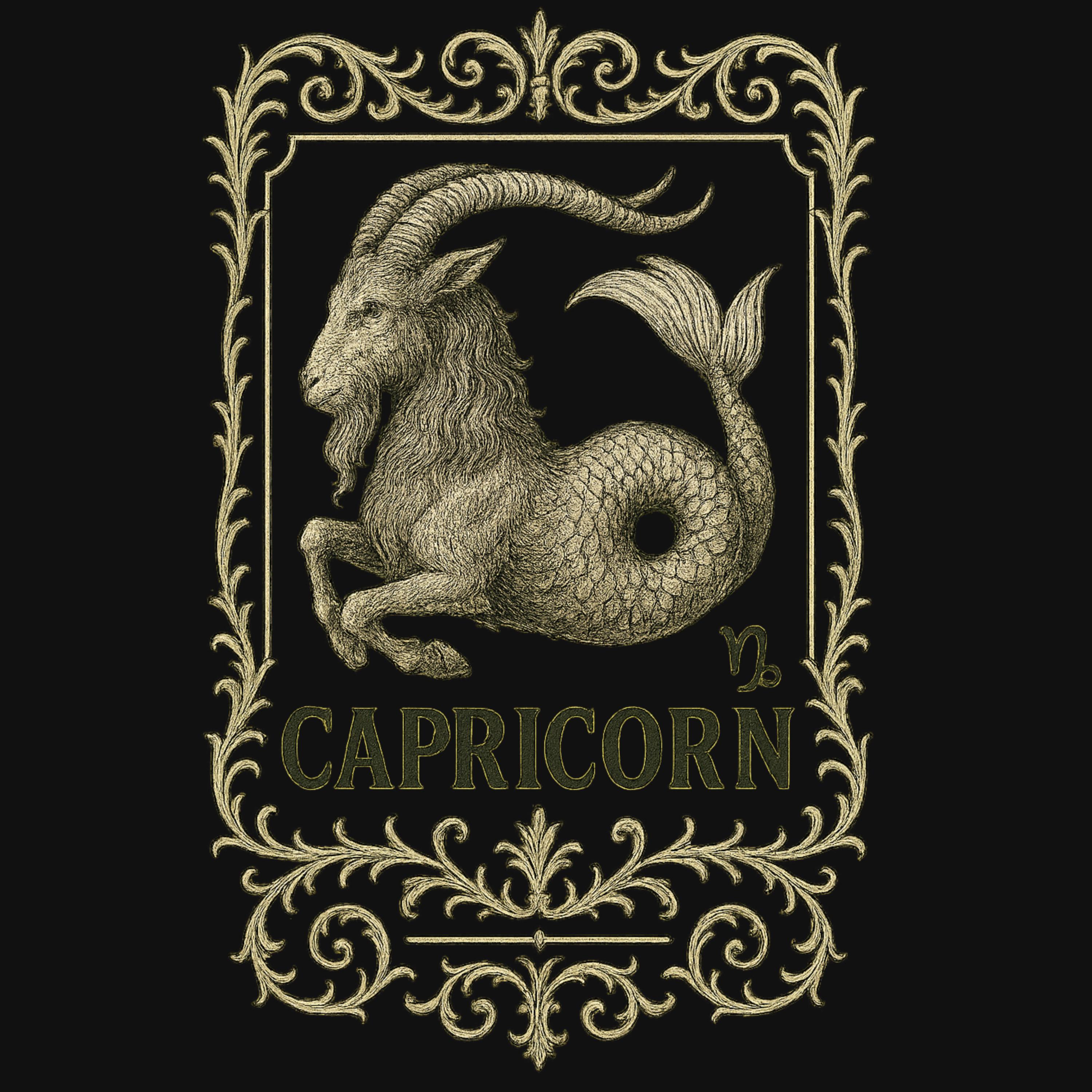 Capricorn Zodiac PNG | Vintage Gothic Sea-goat Design | Engraved ...