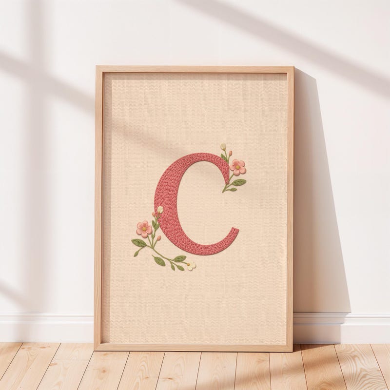 Letter C Floral Print - Etsy
