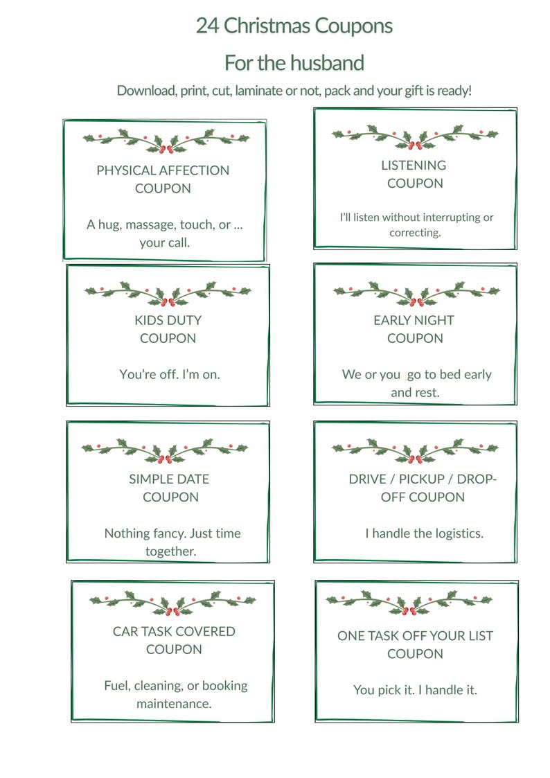 Family Coupon Bundle – Husband, Kids & Christmas | 72 Printable Coupons ...