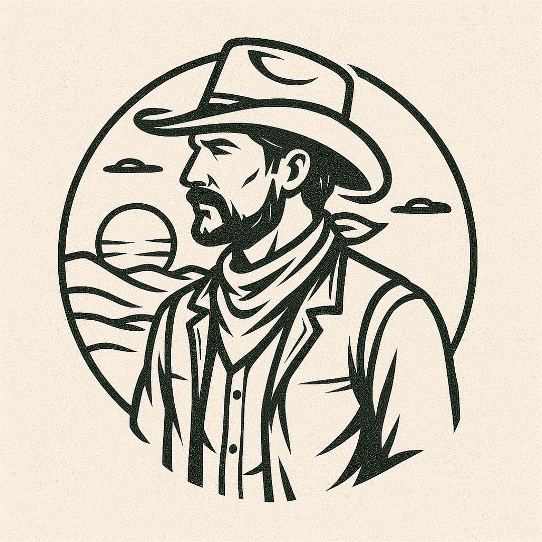 Cowboy Profile Line Art | Western Sunset Circle PNG | Cowboy Silhouette ...