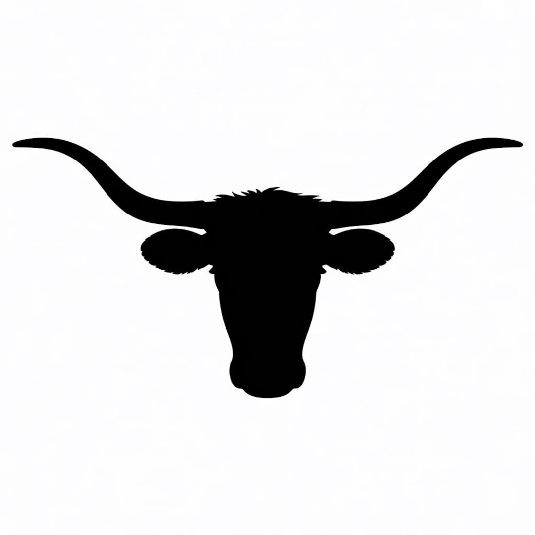 Longhorn Cow Head Silhouette PNG | Western Cattle Clipart | Texas Ranch ...