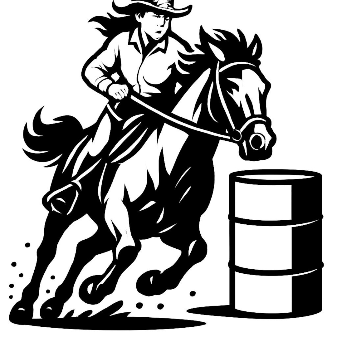 Cowgirl Barrel Racing Svg Bundle – 5 Barrel Racer Silhouettes – Western ...