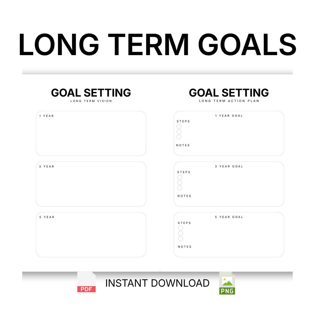 Long Term Goal Planner • 1-3-5 Year Vision & Action Plan (digital ...