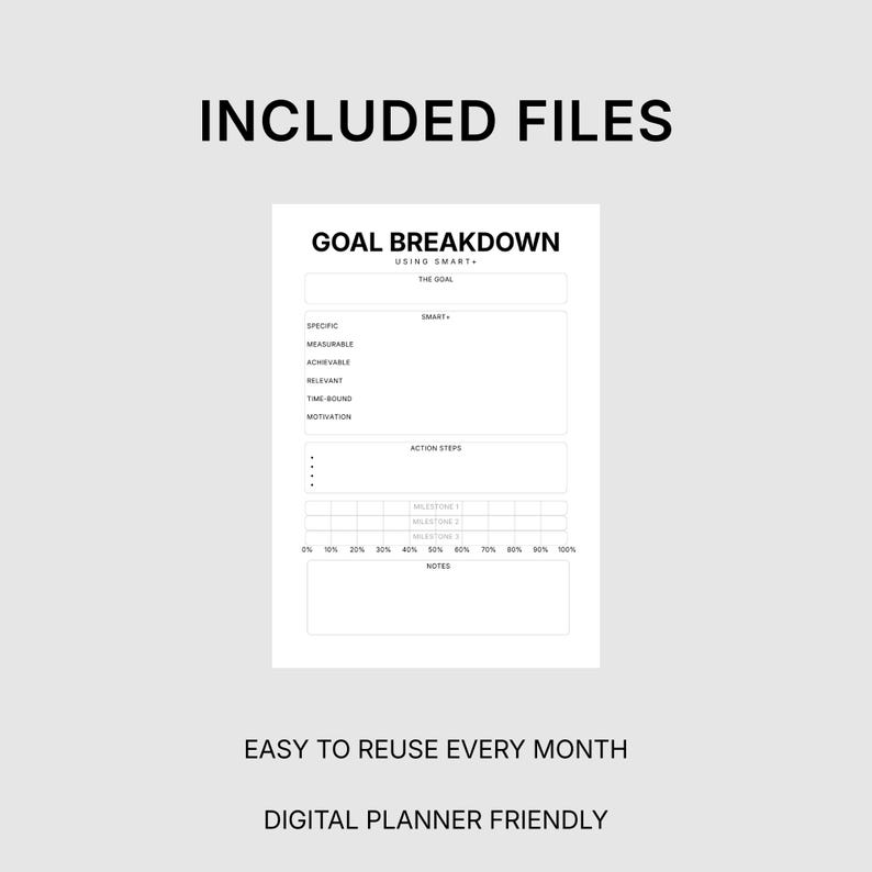 SMART Goal Breakdown Printable • Minimalist Planner (PDF) - Etsy