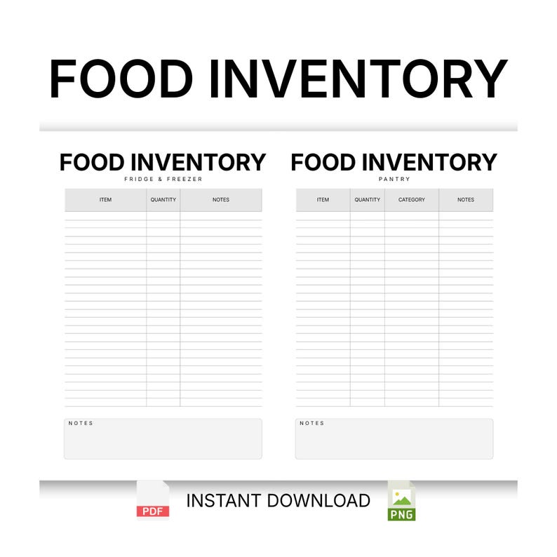 Food Inventory Printable • Pantry, Fridge & Freezer Tracker ...