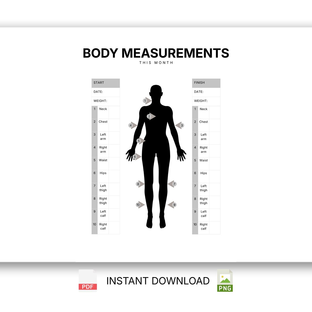 Monthly Body Measurement Tracker • Fitness Progress (digital Download ...