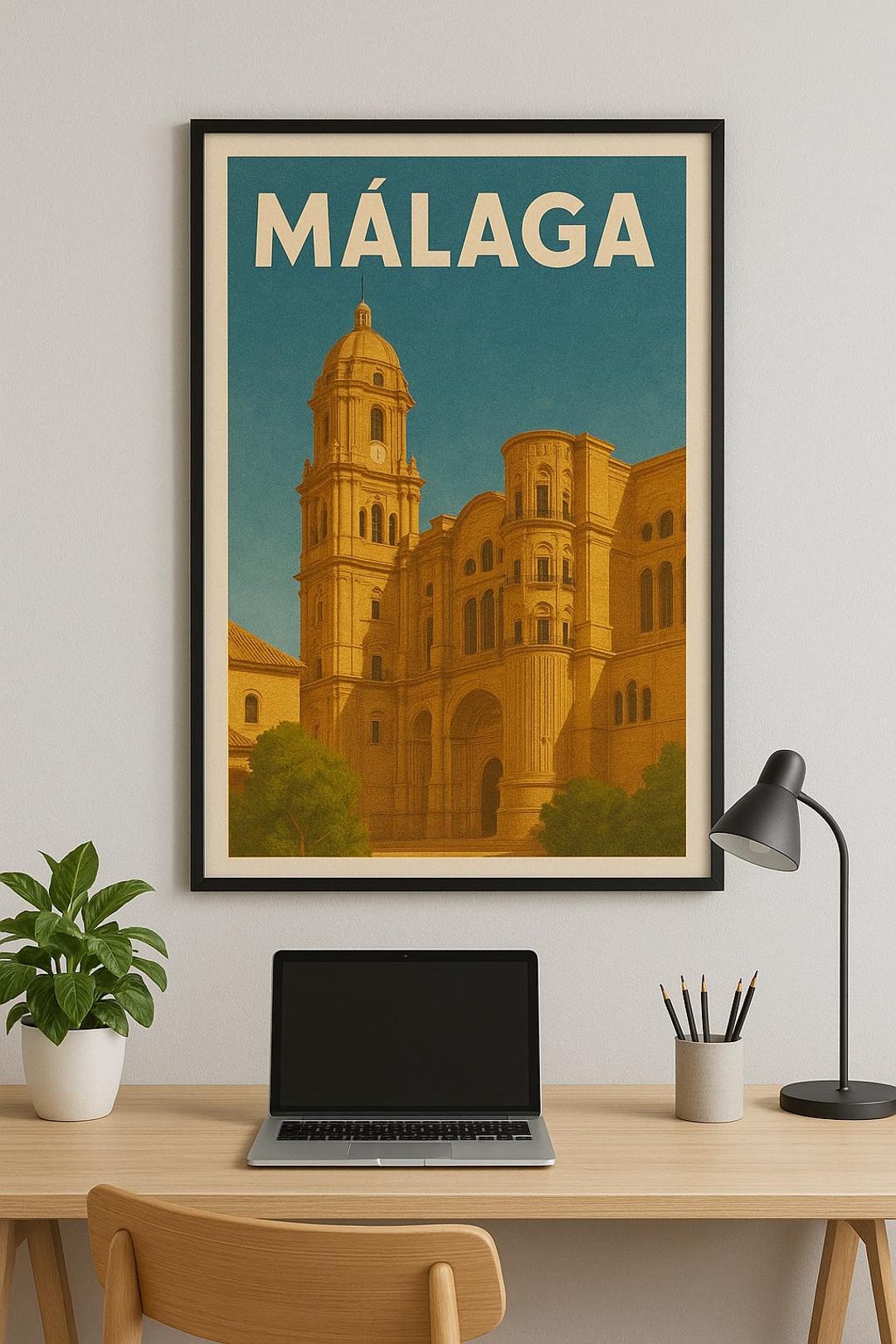 Retro Málaga Cathedral Travel Poster – Vintage-style Wall Art | A4 ...