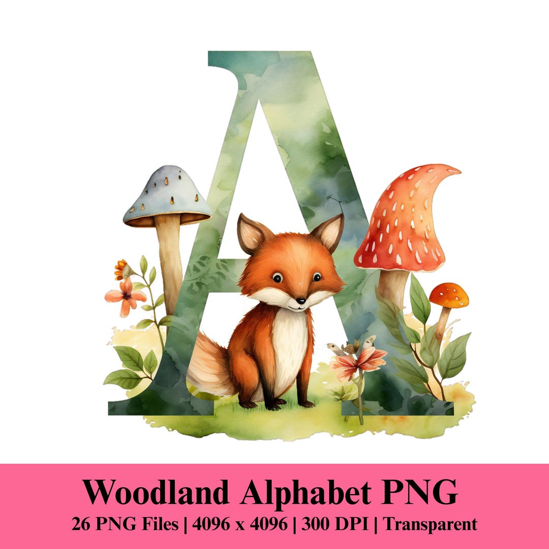 Woodland Alphabet PNG Bundle | Forest Animals A-Z (digital Download) - Etsy