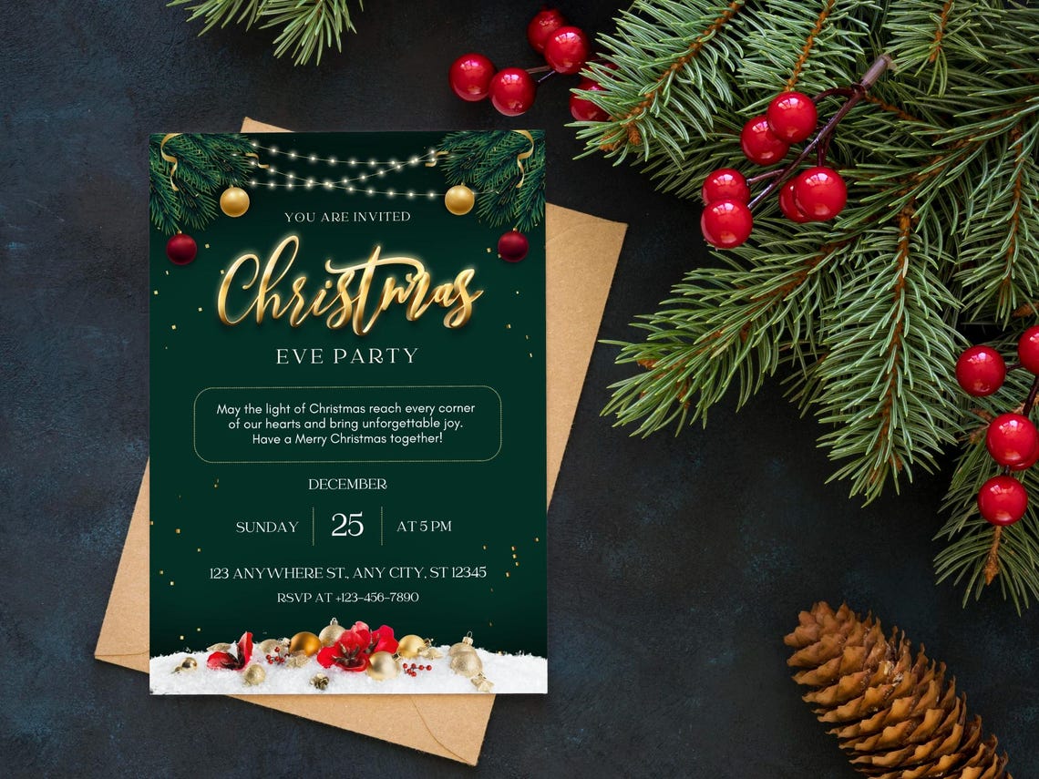 Xmas Party Invitation Template | Editable Holiday Invite | Christmas ...