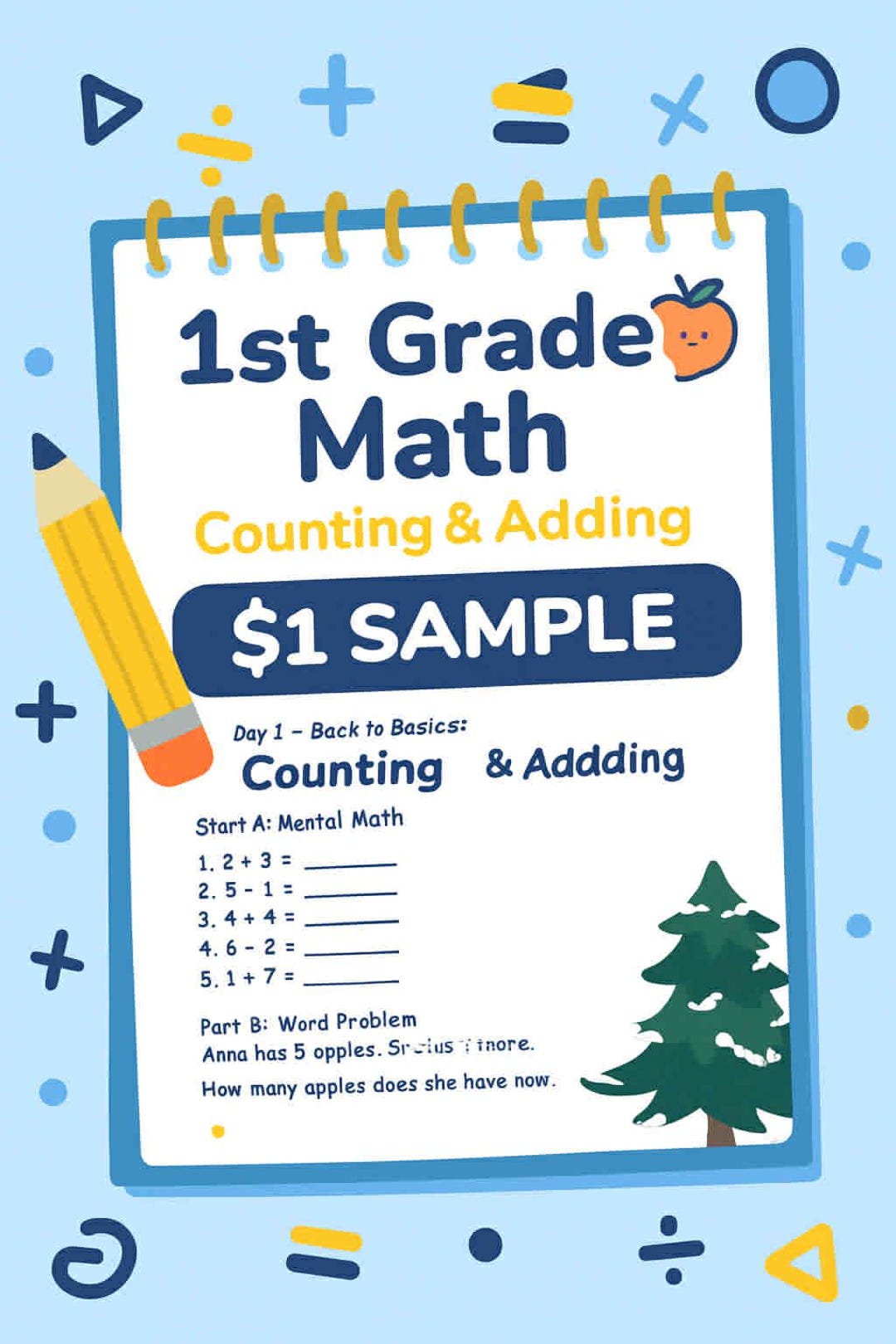 1st Grade Math Morning Work Week 1 – Counting & Adding | Sample Page ...