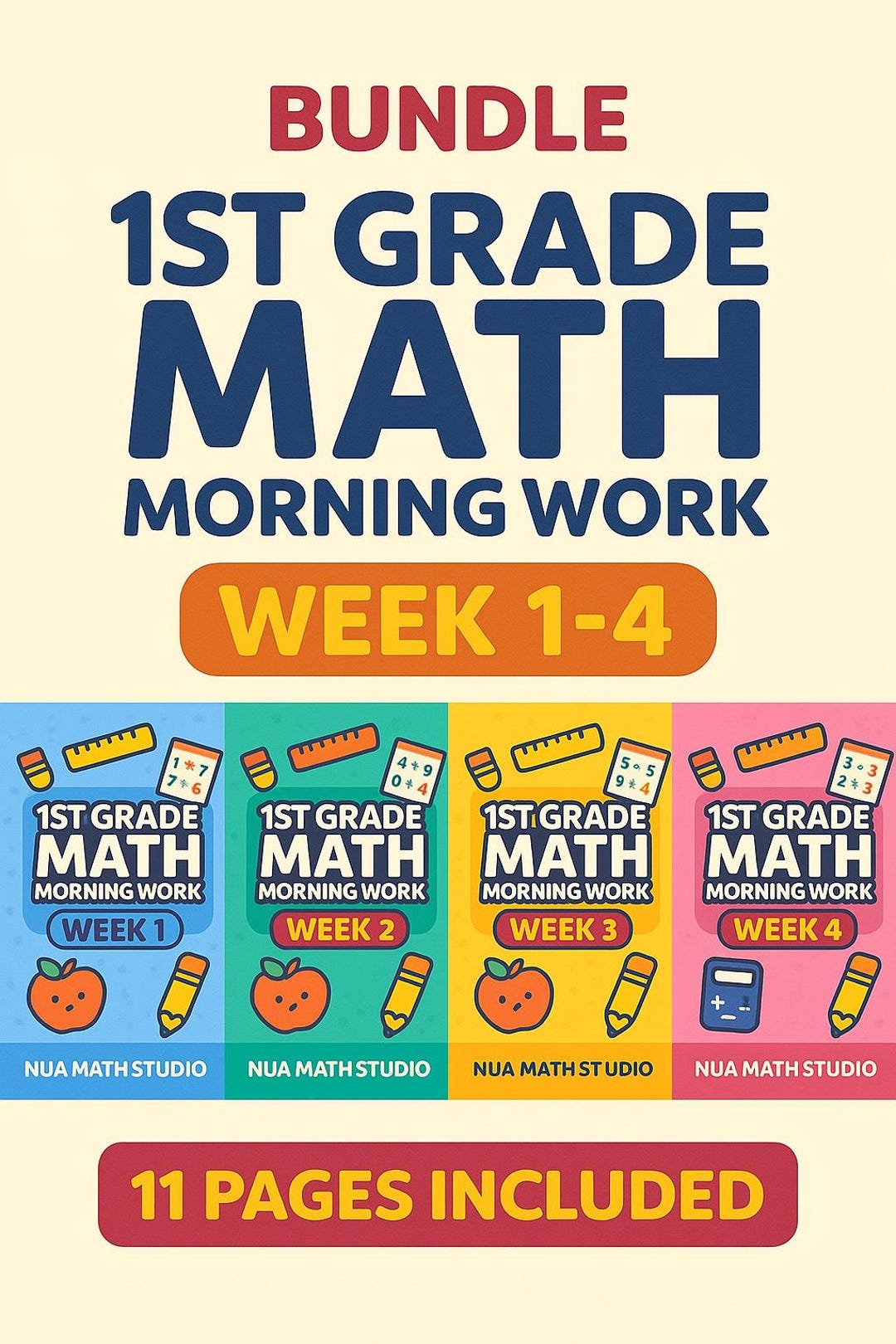 1st Grade Math Morning Work | the Bundle | Weeks 1-4 (PDF) | Nua Math ...