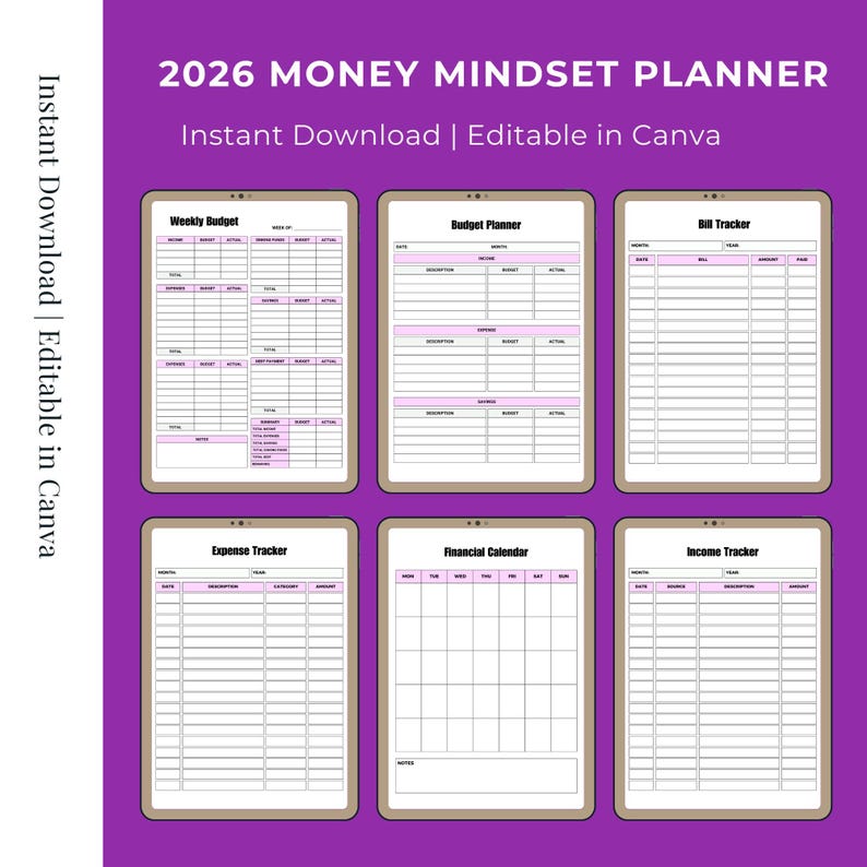 2026 Money Mindset Planner Printable | Financial Planner | Budget ...