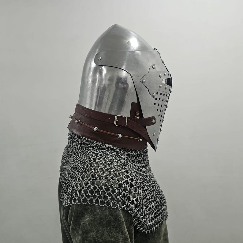 Medieval Knight Helmet Bascinet Open Face Sugarloaf Combat SCA Battle ...
