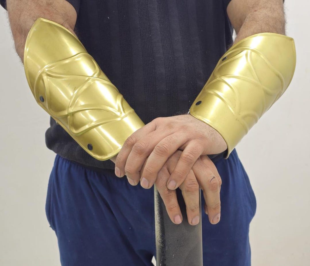 Handcrafted Medieval Brass-finish Arm Guards – Knight Vambraces & Elbow ...