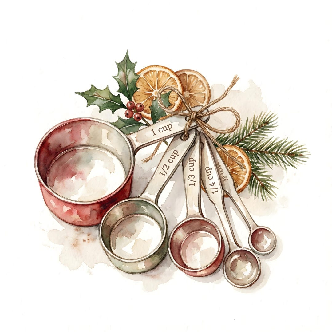 11 Vintage Baking Clipart, Watercolor Kitchen Tools, Vintage Recipe ...