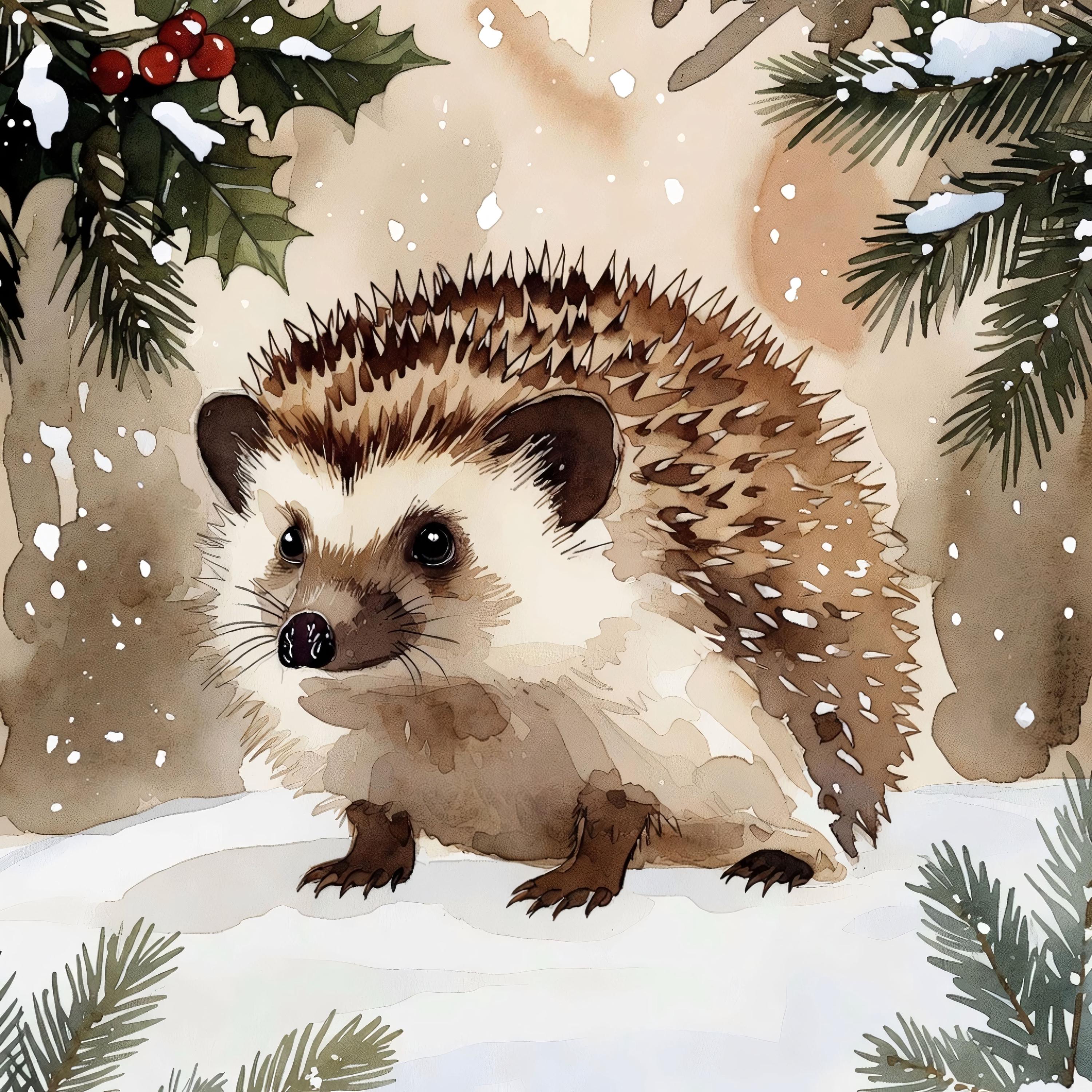 14 Watercolor Winter Woodland Animal Clipart, Hedgehog, Squirrel ...