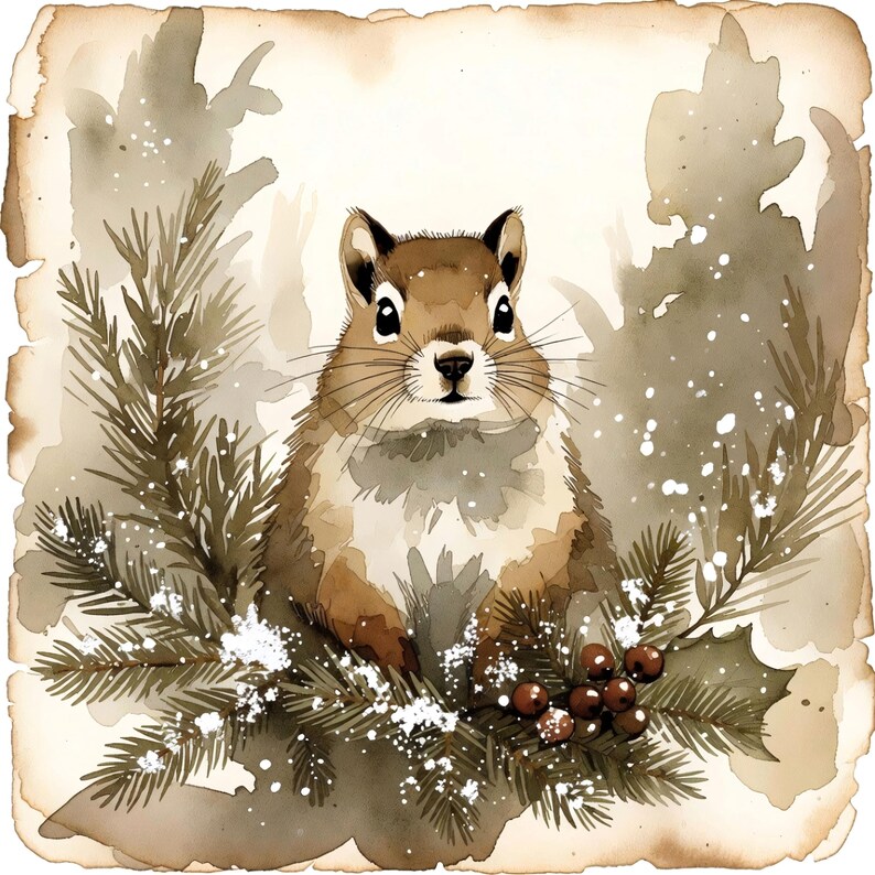 14 Watercolor Winter Woodland Animal Clipart, Hedgehog, Squirrel ...