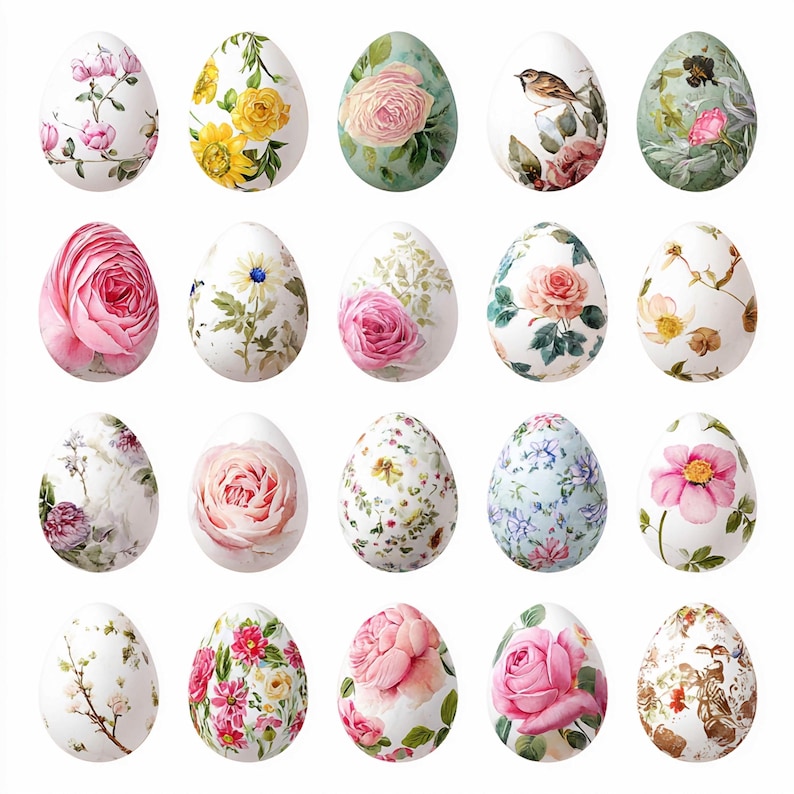 Floral Easter Egg Clipart Bundle, Decorative Eggs, Spring Egg Clipart ...
