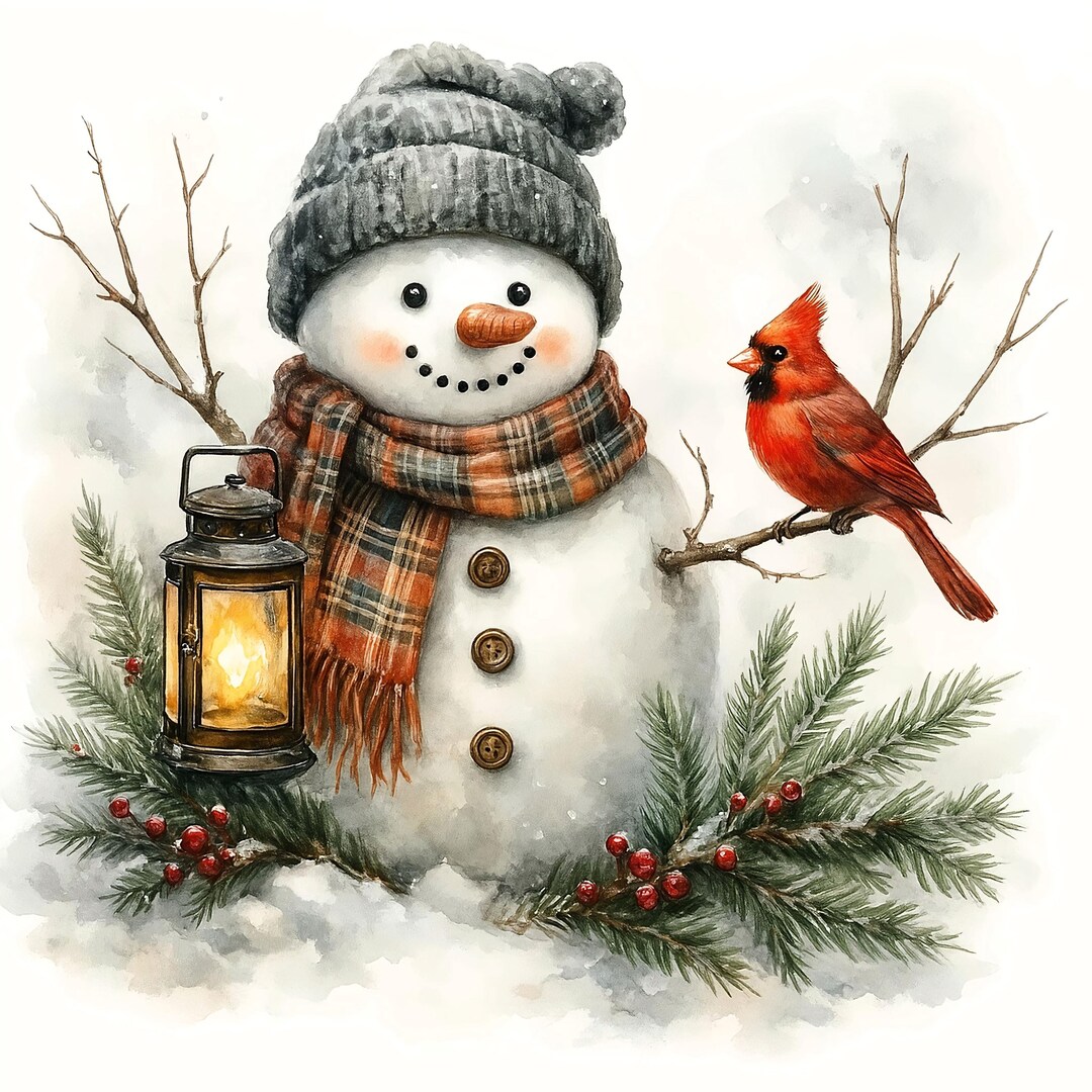 14 Vintage Snowman Clipart Set, Retro Christmas Snowmen, Christmas ...