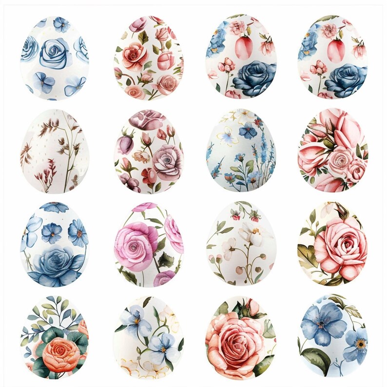 Floral Easter Egg Clipart Bundle, Decorative Eggs, Spring Egg Clipart ...