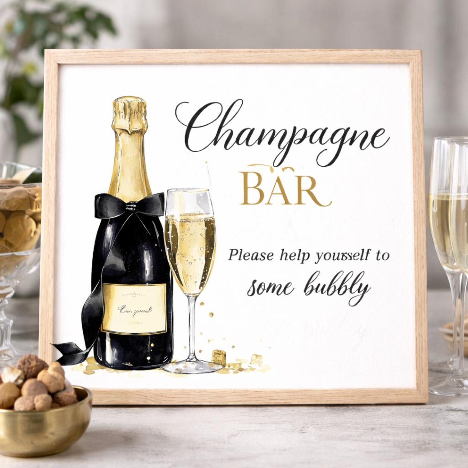 16 Luxury Black & Gold Champagne Clipart, Champagne Bottle Bow, Wedding ...