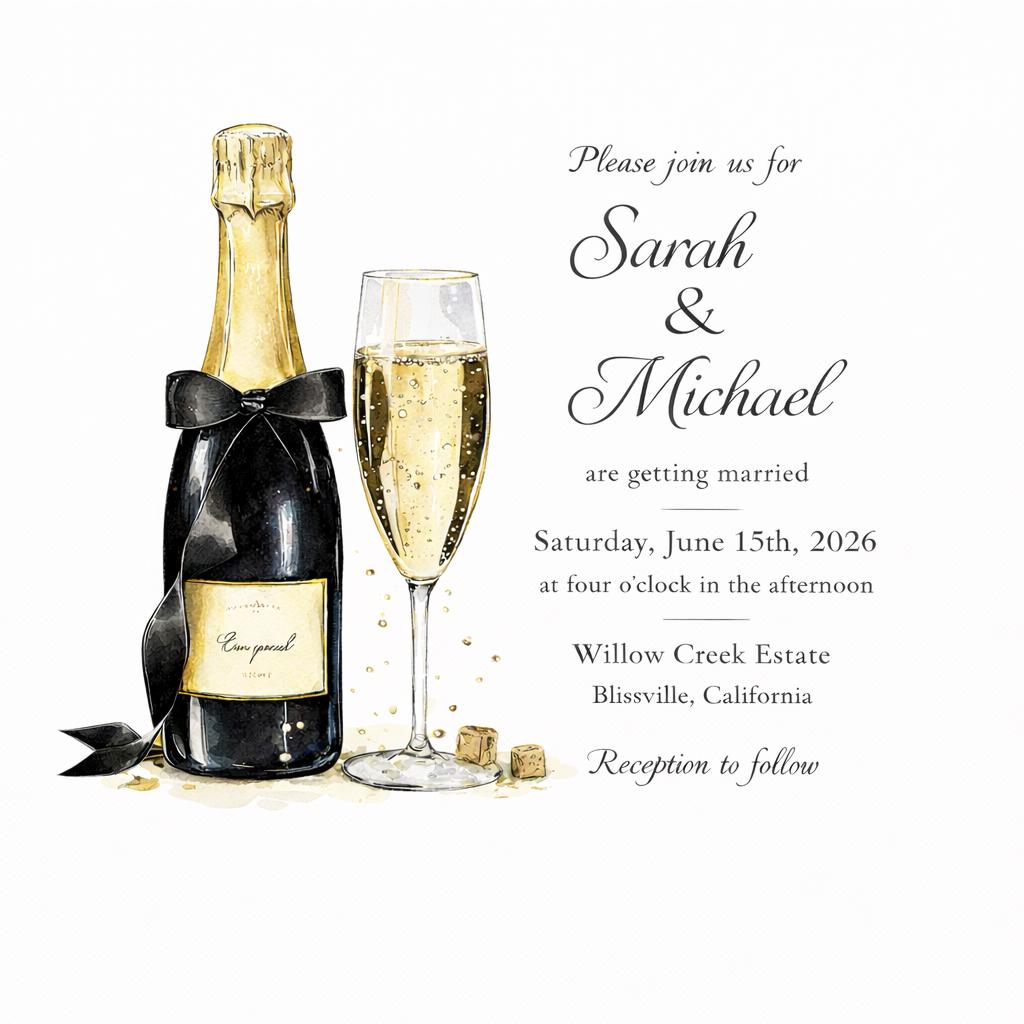 16 Luxury Black & Gold Champagne Clipart, Champagne Bottle Bow, Wedding ...