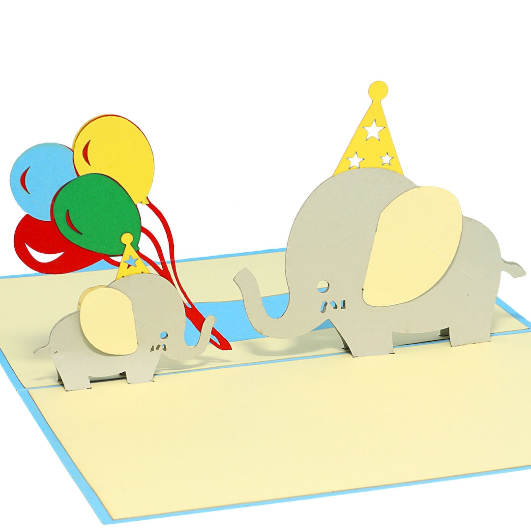 LIN17534, Linpopup®, Pop up Card Kids, Elephant, Pop up Birthday Card ...
