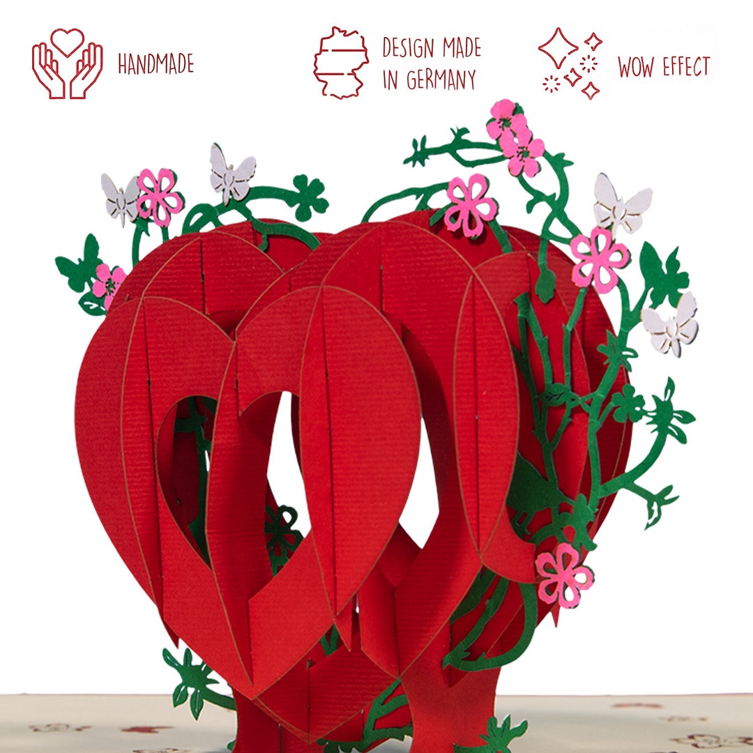 Pop-up Card Love - Valentine's Day, 3D Heart Card, Greeting Card Heart ...