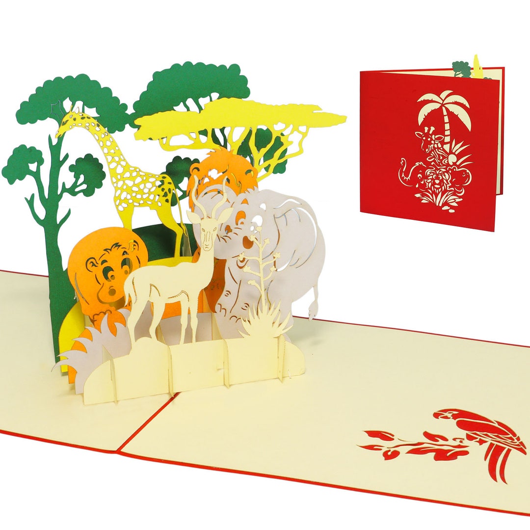 LIN17329, Linpopup®, POP UP 3D Greeting Card, Trading Card, Animal Card ...