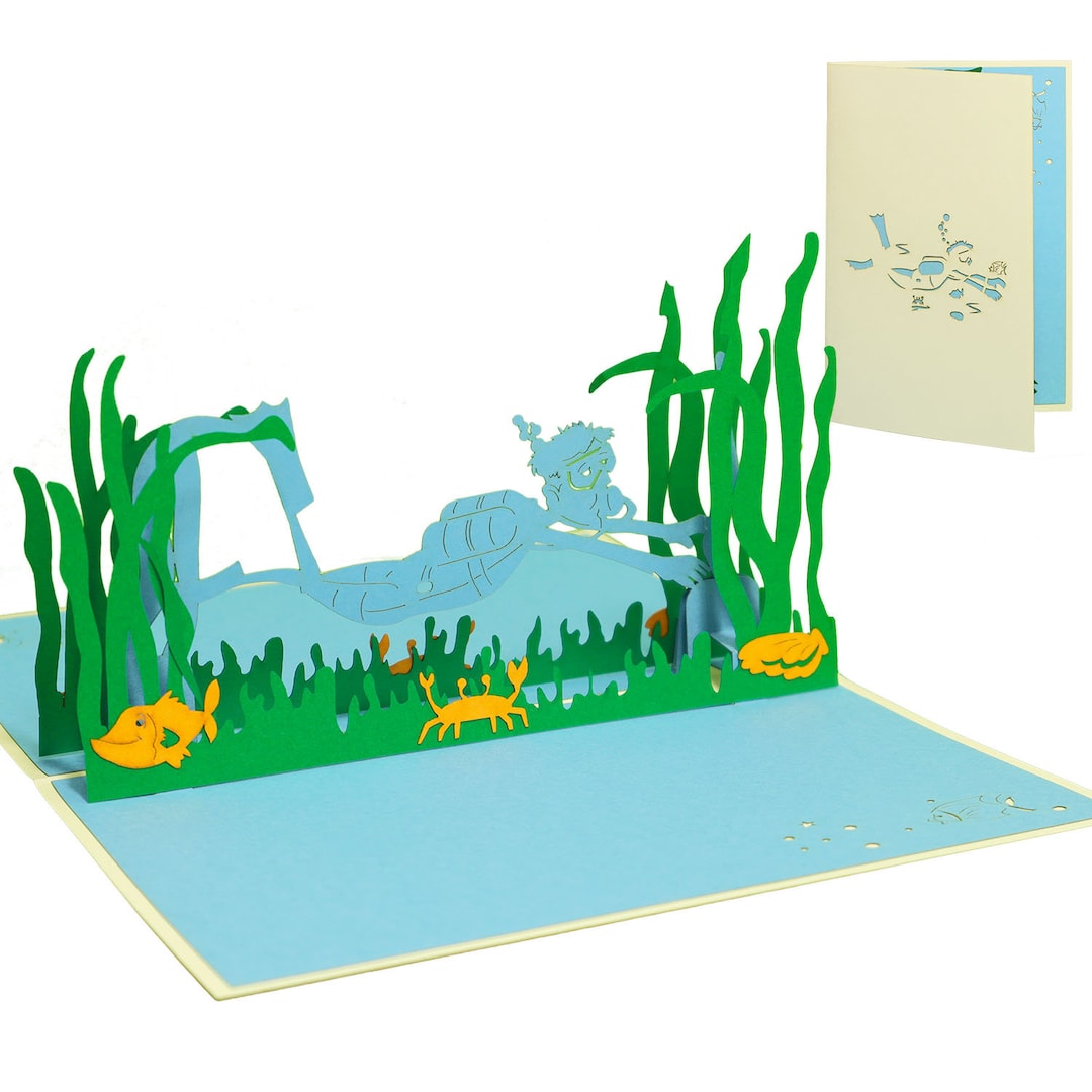 LIN17186, Linpopup®, Pop-up Card, Diver, Birthday, Holiday, Pop up Card ...