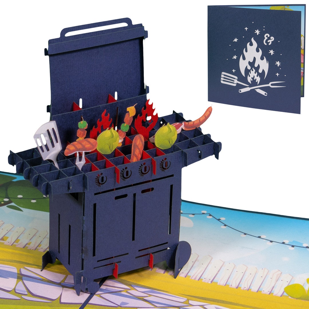 LIN17840, Pop-up Card Grill, Birthday Card, Voucher, Barbecue, Grill ...