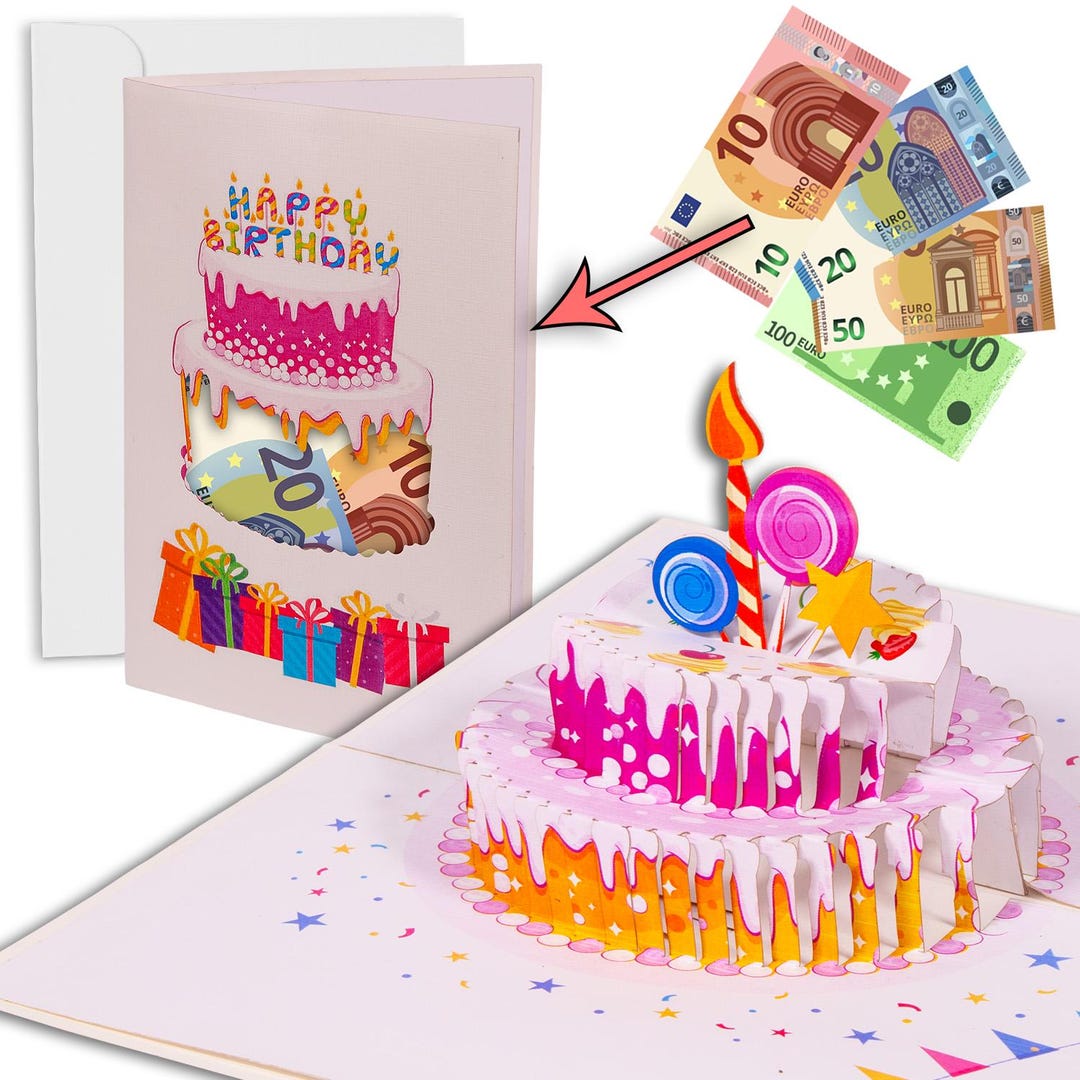LINPOPUP® Pop-up Card Birthday, Money Gift, 3D Pop-up Card With Money ...