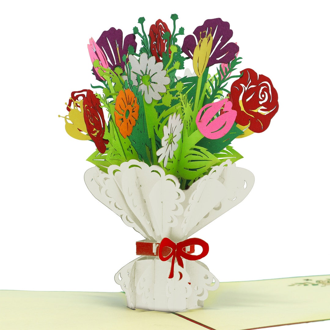 LIN17768, Linpopup®, Pop up Card Flowers, Flower Cards, Bouquet Pop-up ...