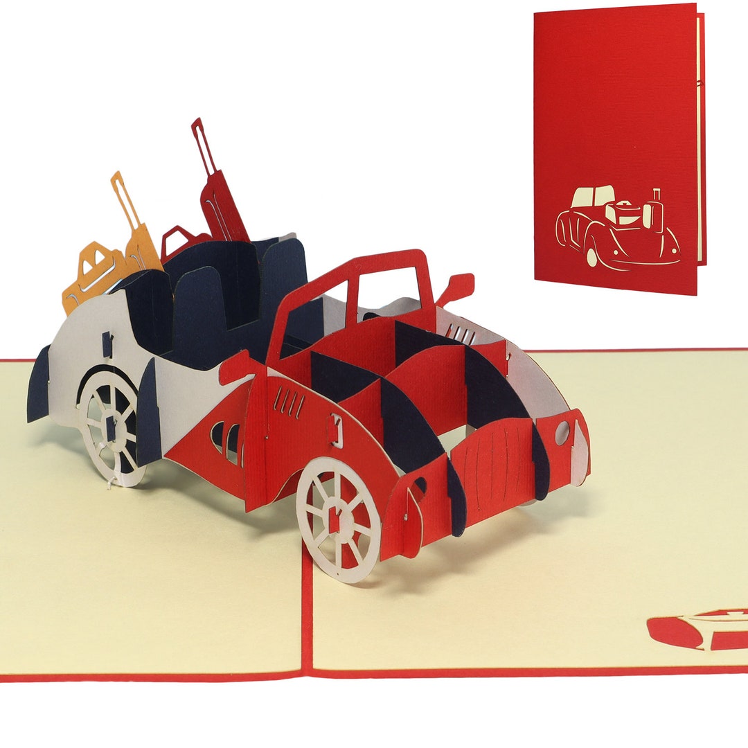 LIN17379, Linpopup®, Pop up Card Car, 3D Cards Holiday, Travel Voucher ...