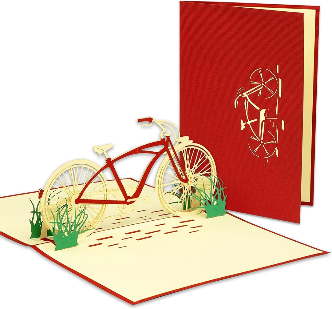 LIN17099, Linpopup®, POP UP Card Bike, 3D Gift Voucher New Bike, Bike ...