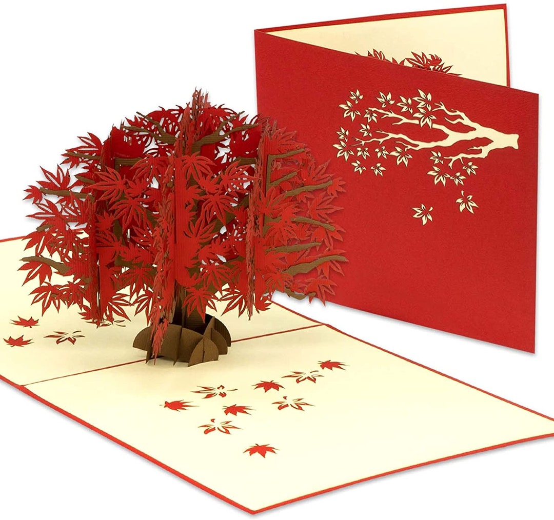 LIN17629, Linpopup®, POP UP Card - Maple Tree - Red Autumn Tree - 3D ...