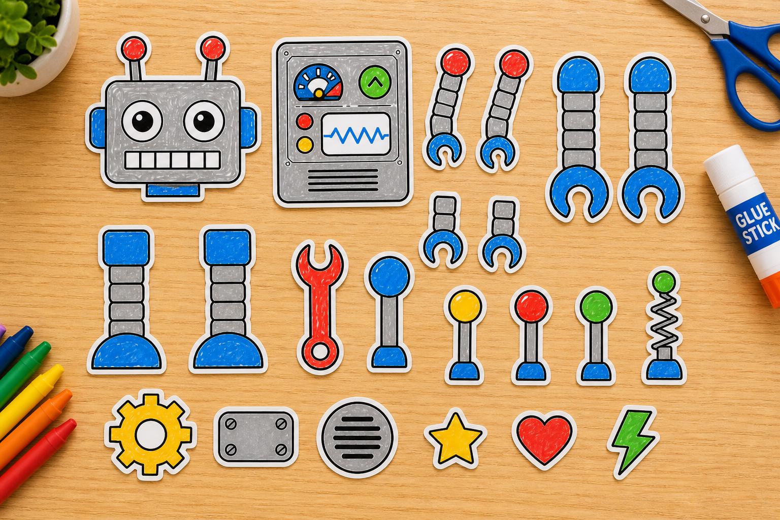 Build a Robot Cut and Paste Activity | Robot Craft Printable for Kids ...