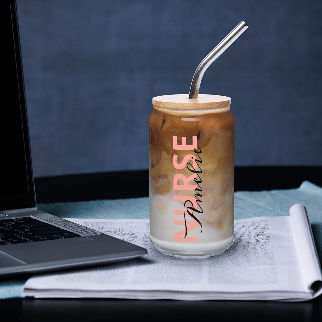 Personalisiertes Glas in Dosenform - Trinkglas Mit Deckel Und Strohalm ...