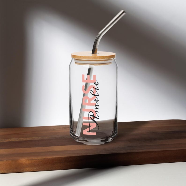 Personalisiertes Glas in Dosenform - Trinkglas Mit Deckel Und Strohalm ...