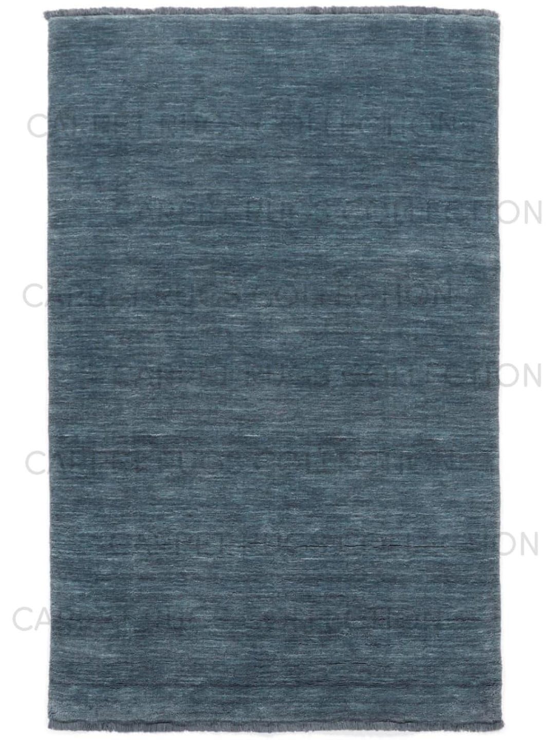 Deep Teal Wool Handloom Rug Slate Blue Modern Minimal Handmade Area ...