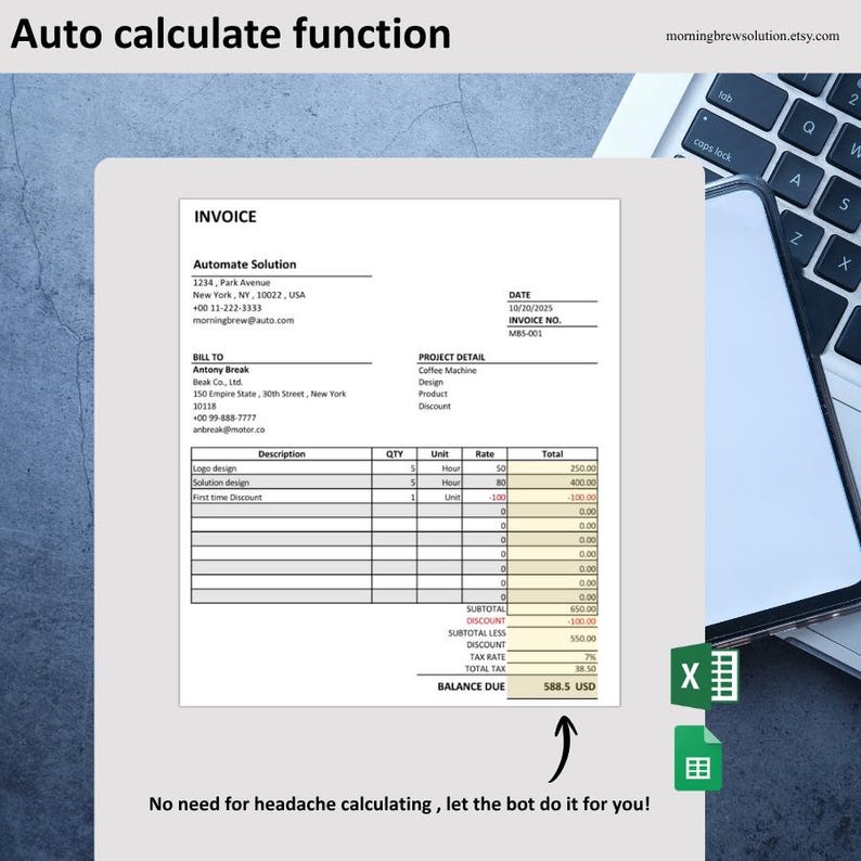 Smart Invoice Template | Auto-fill Invoice Generator | Customer ...