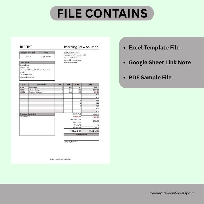 Simple Receipt Template | Minimal Form | Printable Receipt | Editable ...