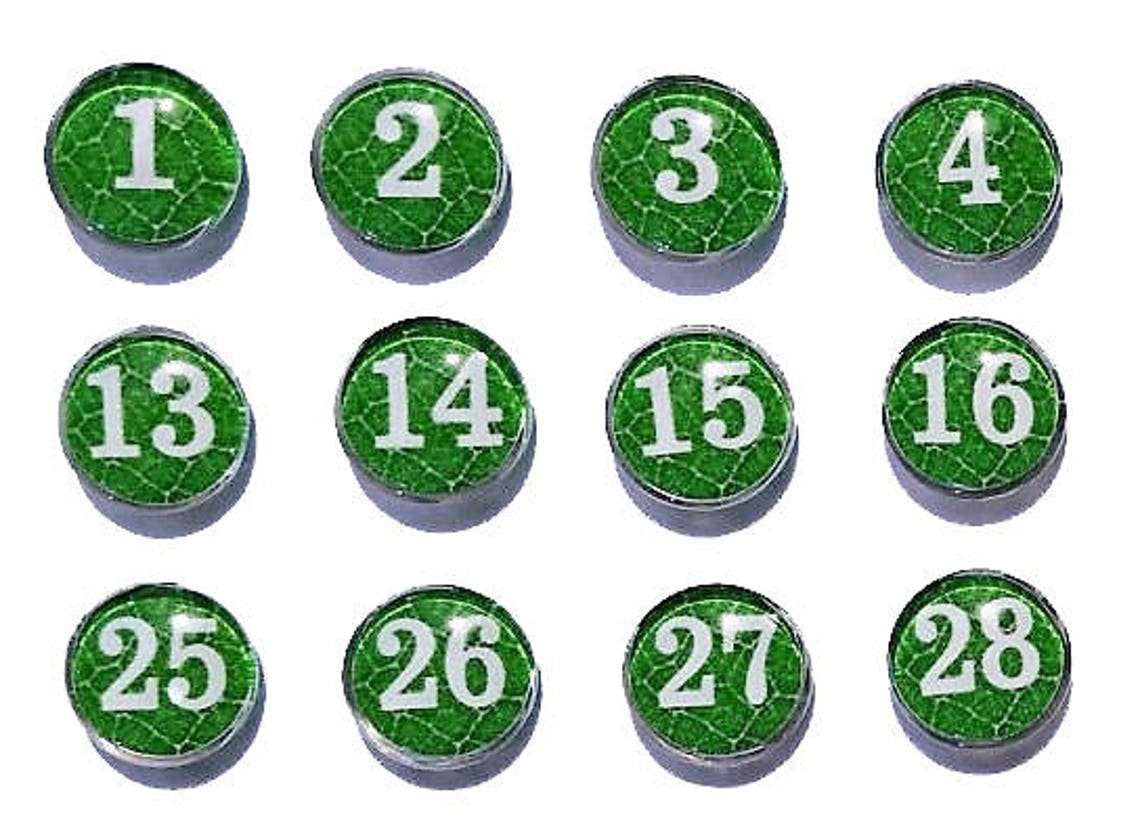 Glass Calendar Number Magnets Green Leaf Amazing Looking | Etsy