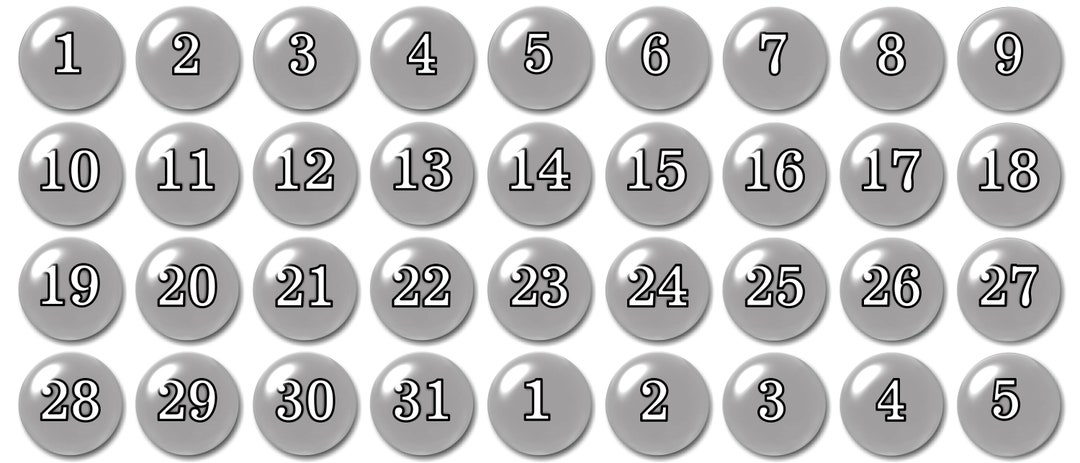 Glass Gray Calendar Number Magnets - Etsy