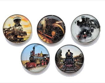 Locomotive Railroad Trains Set 10 Pack Pinback Buttons, Party Favors, 1 ...