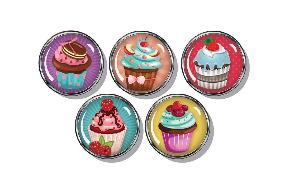 Fun Colorful Cupcake Magnets, Birthday, Baking, Set of Five Magnets - Etsy