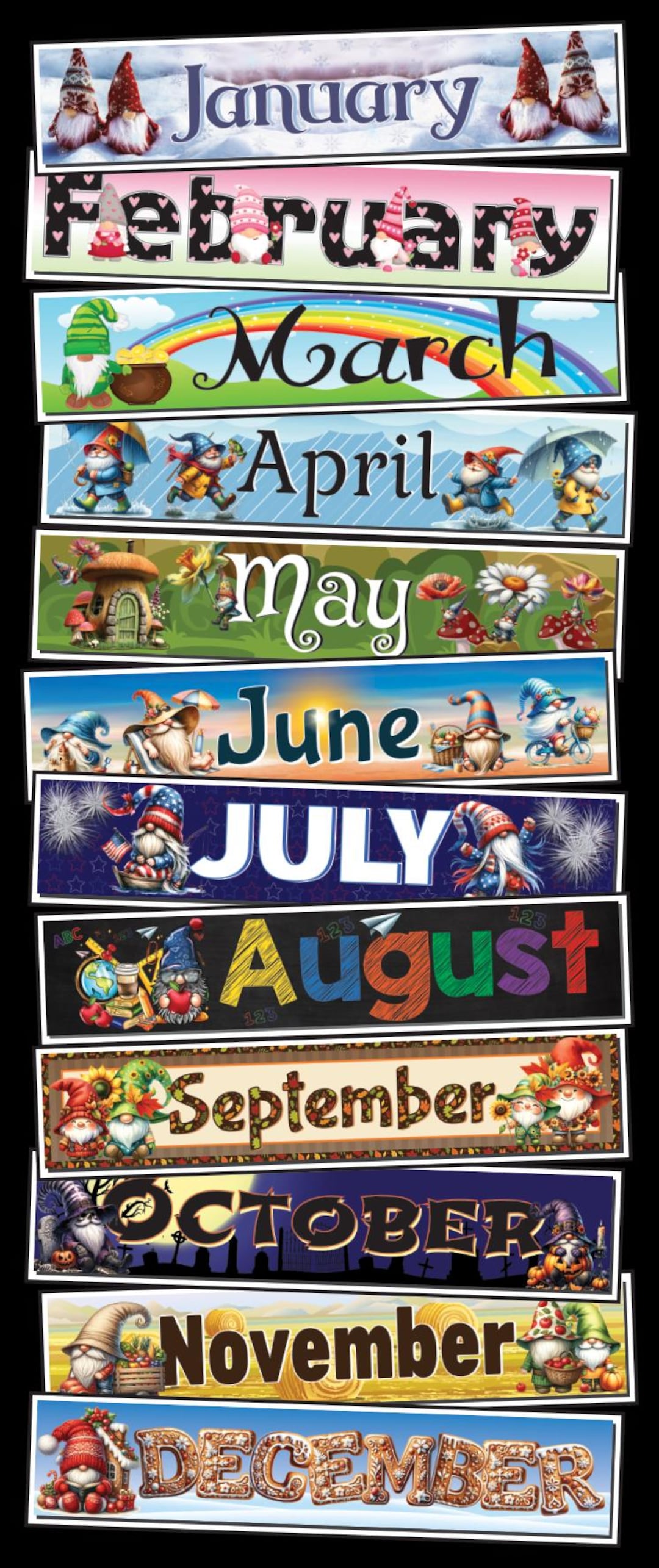 Gnomes Calendar Magnets: Fridge, Classroom, Magnetic Calendar - Etsy