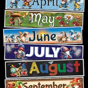 Gnomes Calendar Magnets, Months Magnets for Your Fridge, Classroom, or ...