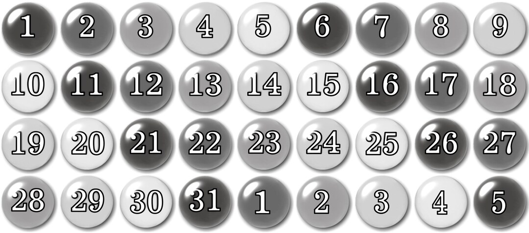 Glass Gray Calendar Number Magnets Calendar Magnets Planner Numbers ...